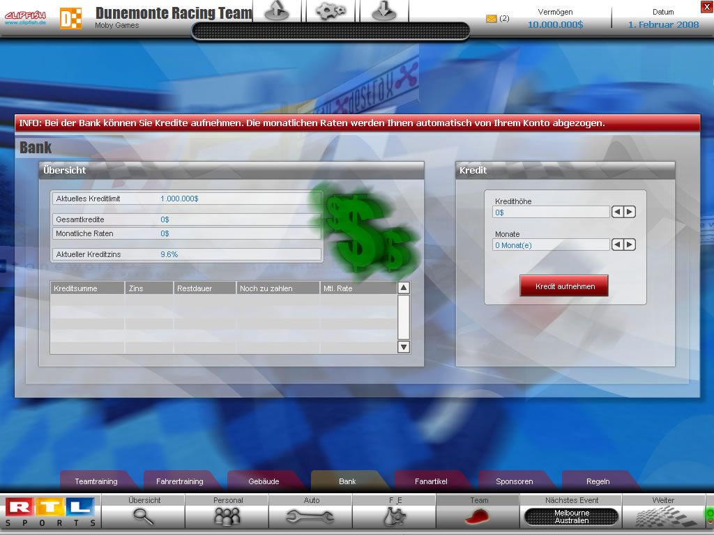 Screenshot of RTL Racing Team Manager (Windows, 2008) - MobyGames