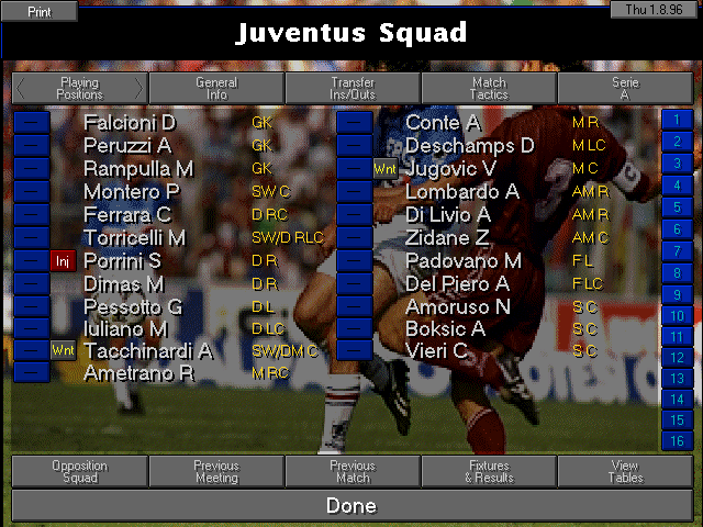 Screenshot of Championship Manager 2: The Italian Leagues Season 96/97 ...