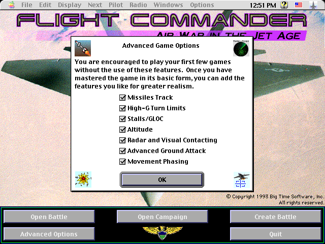 Screenshot of Flight Commander (Macintosh, 1993) - MobyGames
