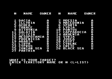 Screenshot of Alexander the Great (Commodore PET/CBM, 1982) - MobyGames