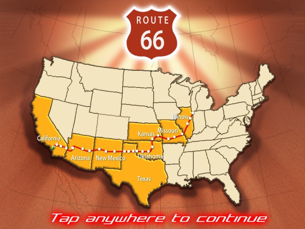 Screenshot of Route 66 (iPad, 2009) - MobyGames