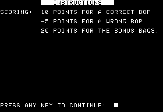 Screenshot of Bop-A-Bet (Apple II, 1982) - MobyGames