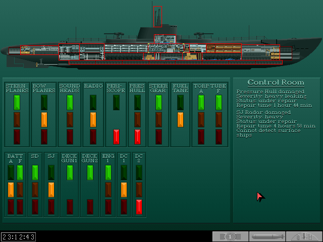 Screenshot of Silent Hunter (DOS, 1996) - MobyGames