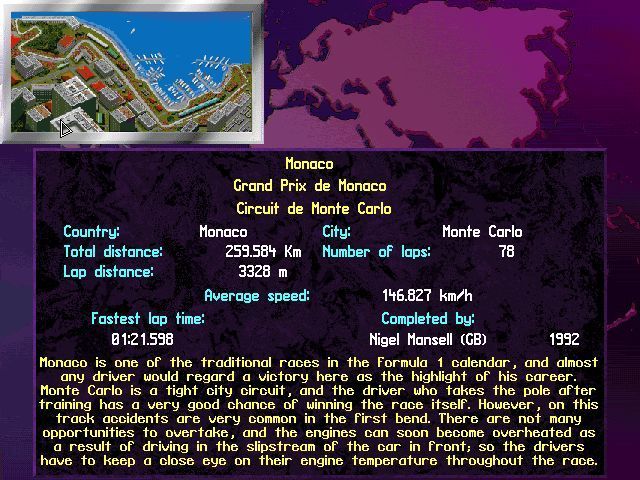 Screenshot of Team F1 (DOS, 1996) - MobyGames