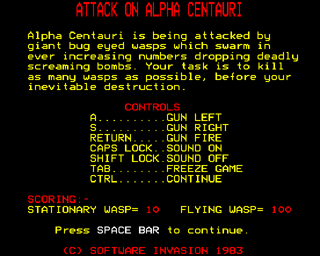 Attack on Alpha Centauri (1983) - MobyGames