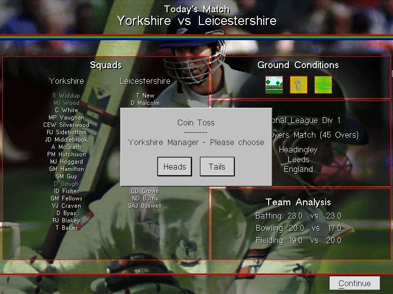 Screenshot of Michael Vaughan's Championship Cricket Manager (Windows ...
