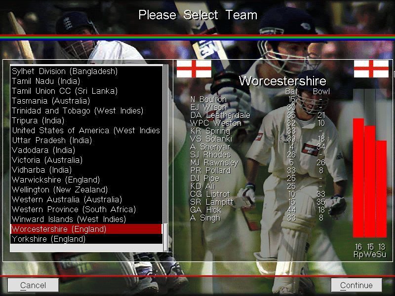 Screenshot of Michael Vaughan's Championship Cricket Manager (Windows ...