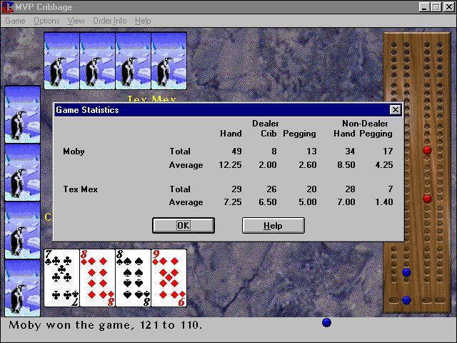 Screenshot of MVP Cribbage Deluxe (Windows, 1997) - MobyGames