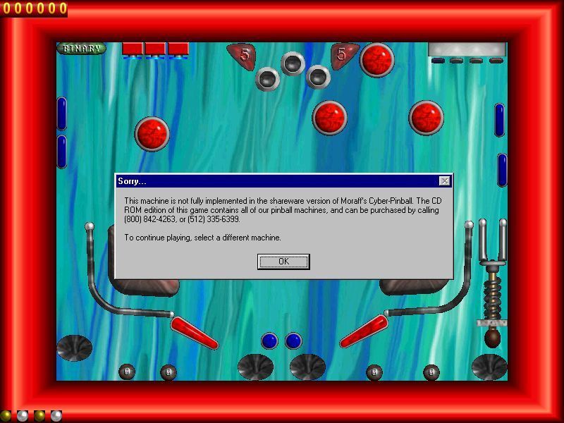 Screenshot of Moraff's Cyber Pinball (Windows, 1996) - MobyGames