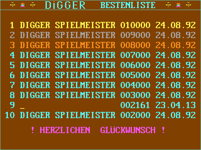 Screenshot of Digger (DOS, 1992) - MobyGames