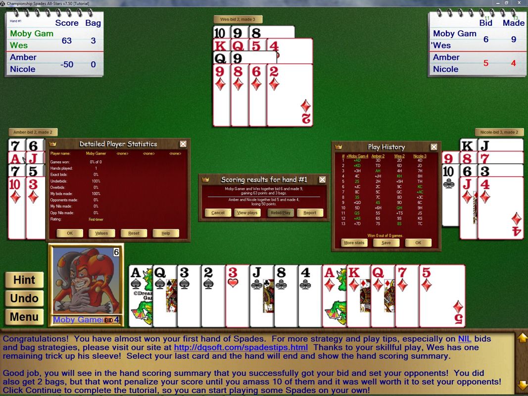 Screenshot of Championship Spades All-Stars (Windows, 2000) - MobyGames