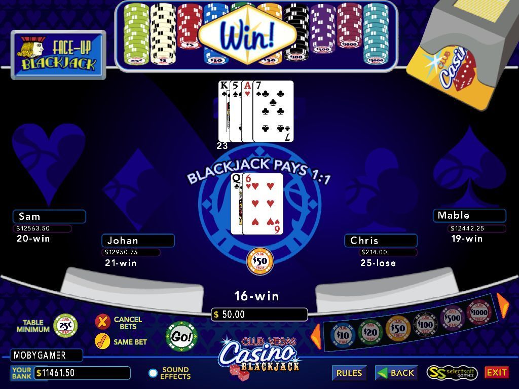Screenshot of Club Vegas Blackjack (Windows, 2008) - MobyGames