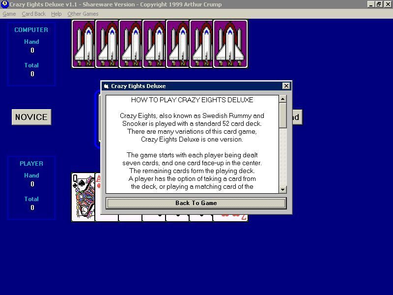 Screenshot of Crazy Eights Deluxe (Windows 3.x, 1999) - MobyGames