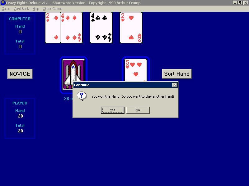 Screenshot of Crazy Eights Deluxe (Windows 3.x, 1999) - MobyGames