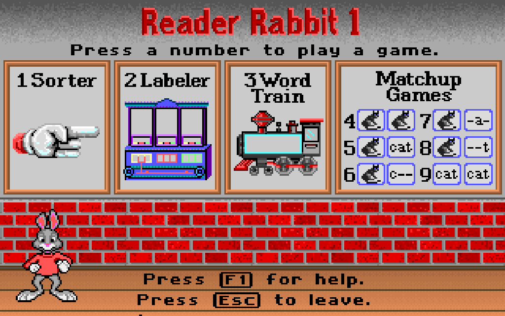 Screenshot of Reader Rabbit (DOS, 1984) - MobyGames