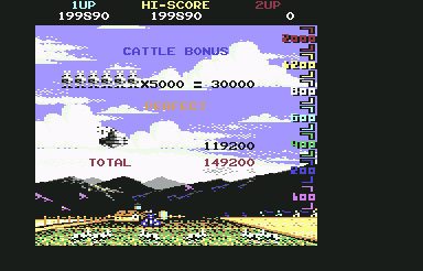 Screenshot of Taito's Super Space Invaders (Commodore 64, 1990) - MobyGames
