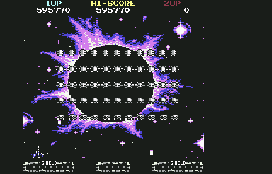 Screenshot of Taito's Super Space Invaders (Commodore 64, 1990) - MobyGames