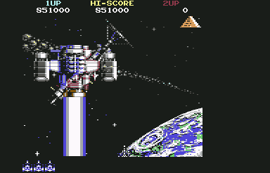 Screenshot of Taito's Super Space Invaders (Commodore 64, 1990) - MobyGames