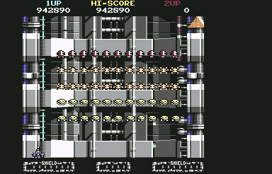 Screenshot of Taito's Super Space Invaders (Commodore 64, 1990) - MobyGames