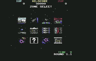 Screenshot of Taito's Super Space Invaders (Commodore 64, 1990) - MobyGames