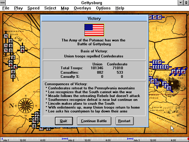Screenshot of Gettysburg: An Interactive Battle Simulation (Windows 16 ...