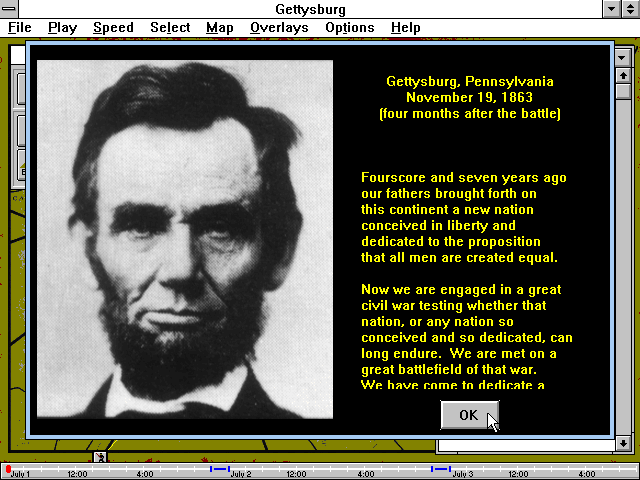 Screenshot of Gettysburg: An Interactive Battle Simulation (Windows 3.x ...