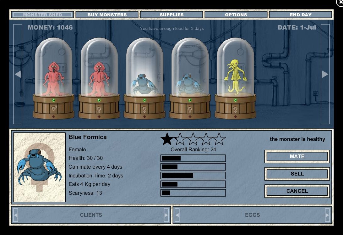 Screenshot of Monster Breeding (Browser, 2009) - MobyGames