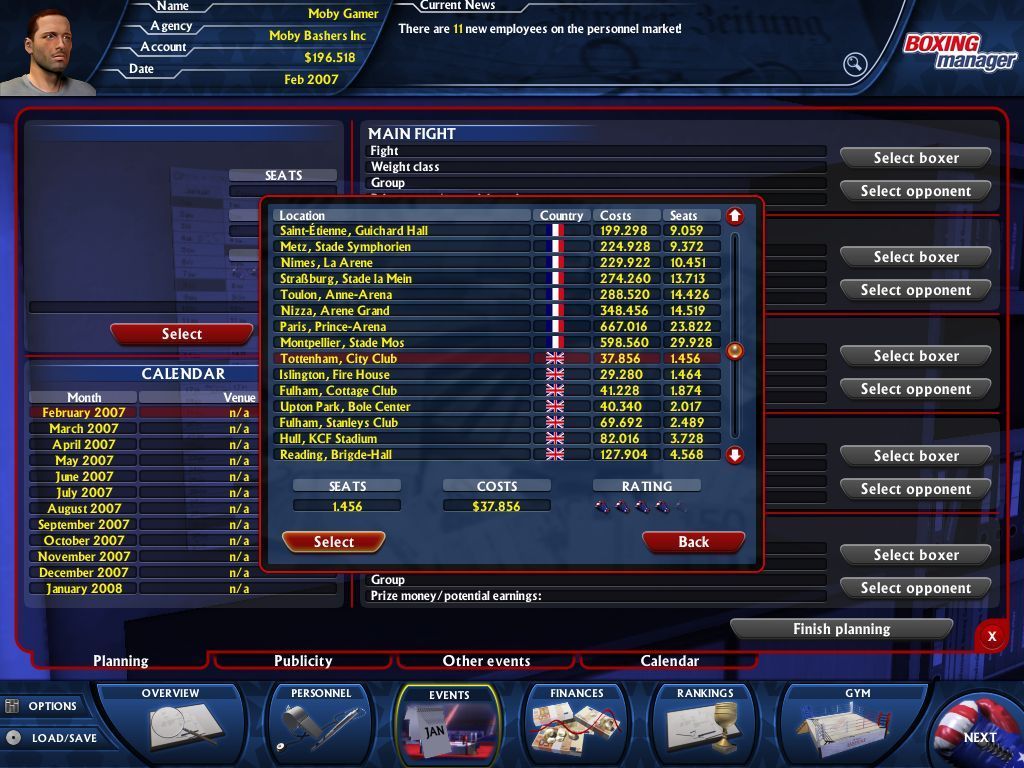 Screenshot of Boxing Manager (Windows, 2007) - MobyGames