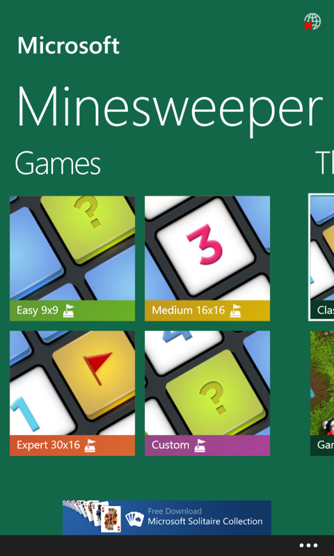 Screenshot of Microsoft Minesweeper (Windows Phone, 2012) - MobyGames
