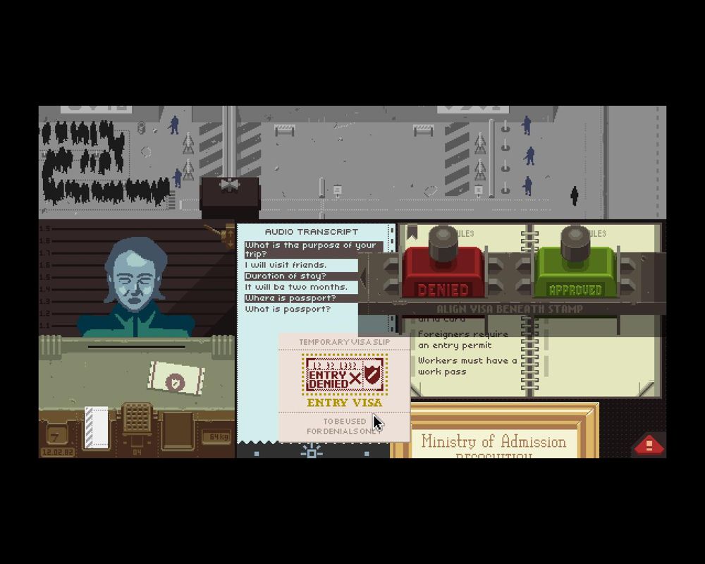 Screenshot of Papers, Please (Windows, 2013) - MobyGames