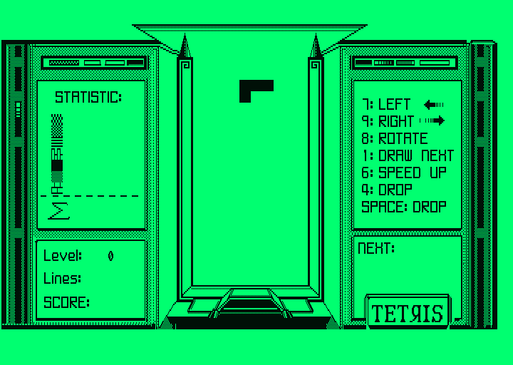 Screenshot of Tetris (Amstrad PCW, 1988) - MobyGames