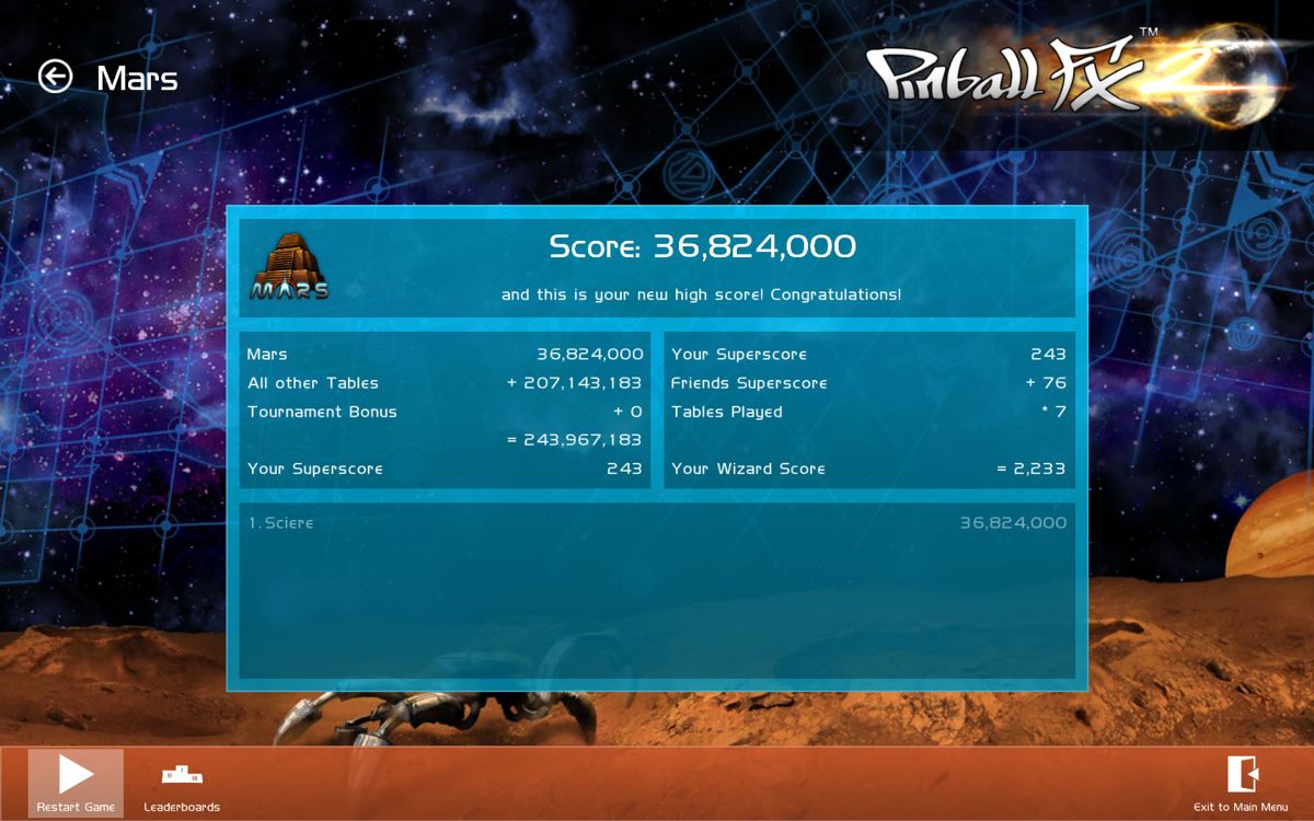 Screenshot of Pinball FX2: Mars (Windows, 2011) - MobyGames