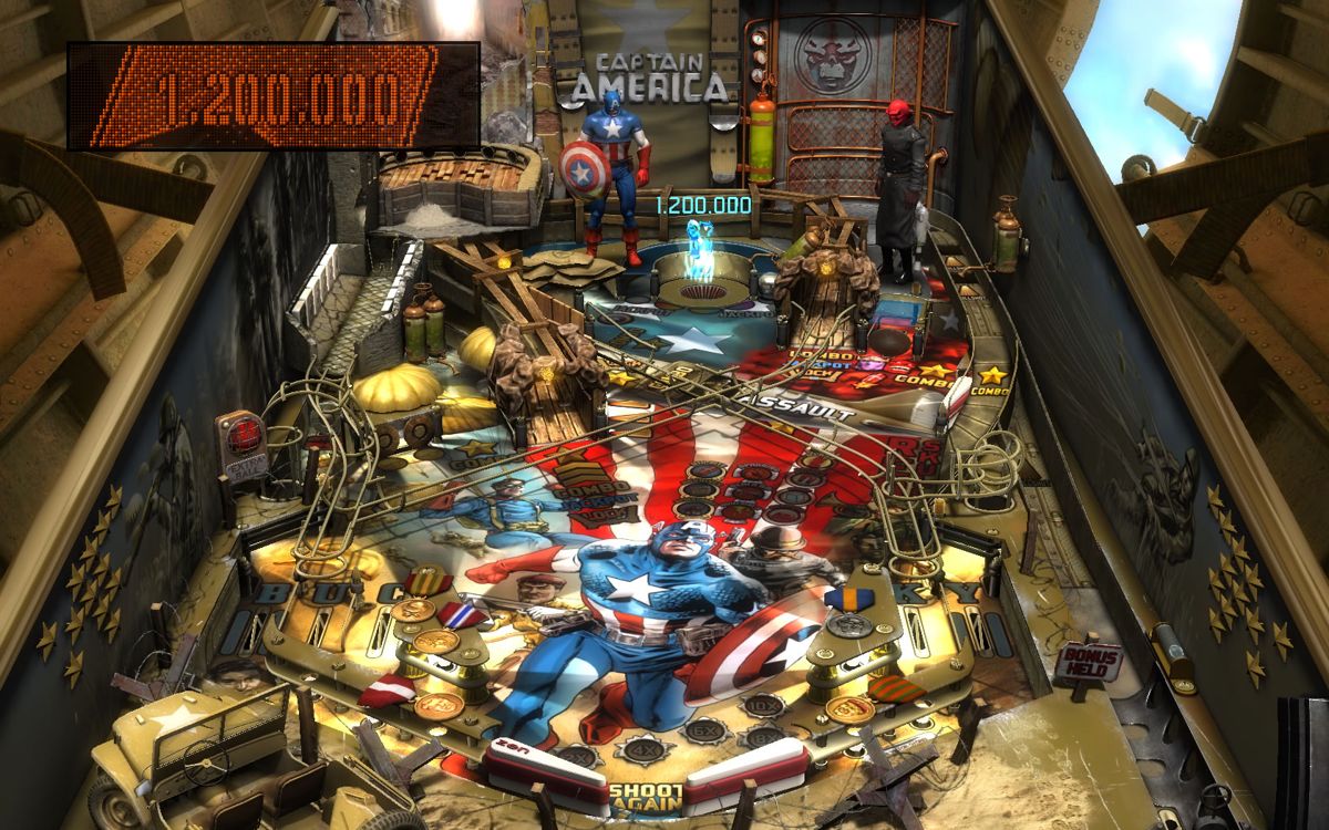 Screenshot of Pinball FX2: Captain America (Windows, 2011) - MobyGames
