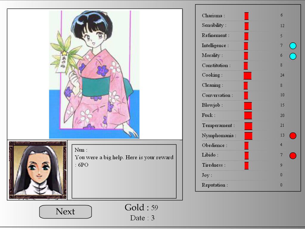 Screenshot of Slave Maker (Browser, 2008) - MobyGames