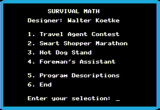Survival Math (1982) - MobyGames