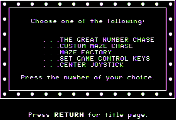 Screenshot of The Great Number Chase (Apple II, 1984) - MobyGames
