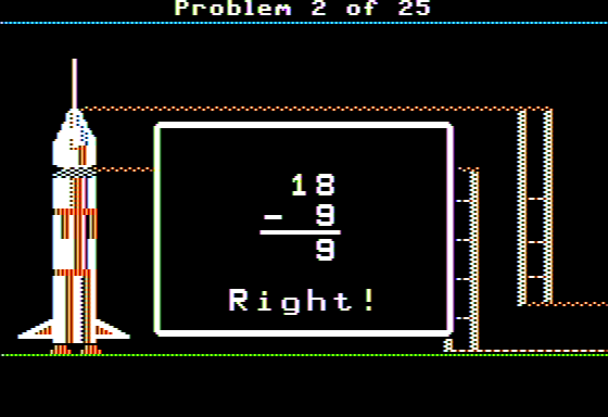 Screenshot of Space Subtraction (Apple II, 1985) - MobyGames