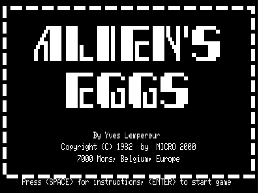 Alien's Eggs (1982) - MobyGames