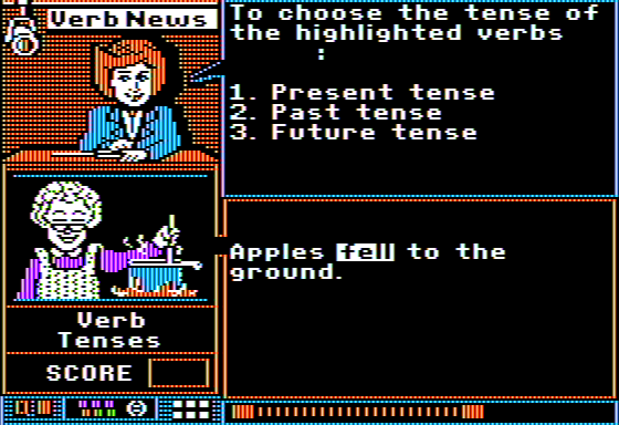 Screenshot of Parts of Speech: Fun with Verbs (Apple II, 1991) - MobyGames