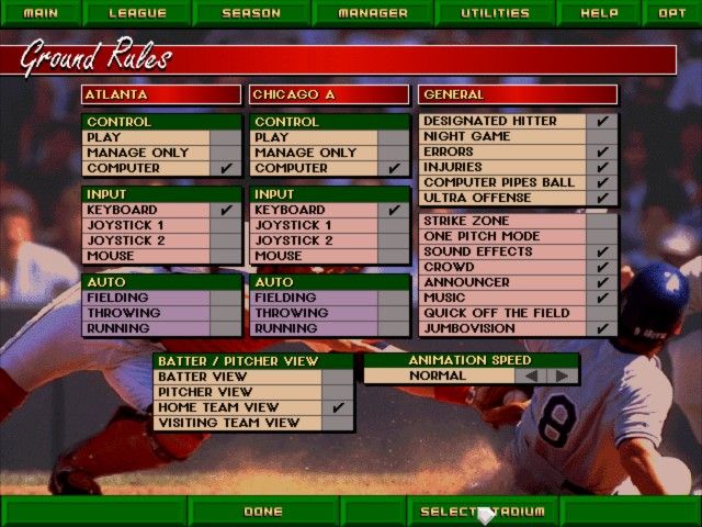 Screenshot of Tony La Russa Baseball 3 (DOS, 1995) - MobyGames
