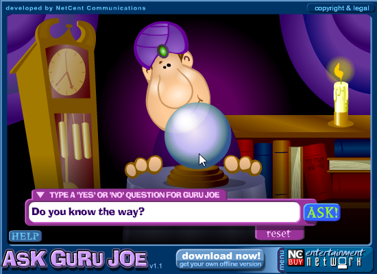Screenshot of Ask Guru Joe (Browser, 2001) - MobyGames