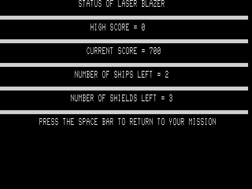 Screenshot of Laser Blazer (TRS-80, 1982) - MobyGames