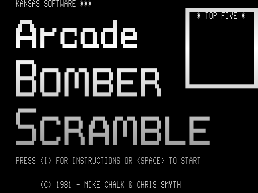 Arcade Bomber Scramble (1981) - MobyGames