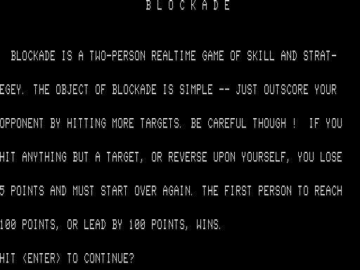 Blockade (1979) - MobyGames