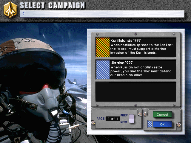 Screenshot of Jane's Combat Simulations: USNF'97 - U.S. Navy Fighters ...