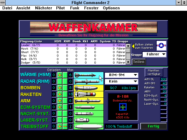 Screenshot of Flight Commander 2 (Windows 16-bit, 1994) - MobyGames
