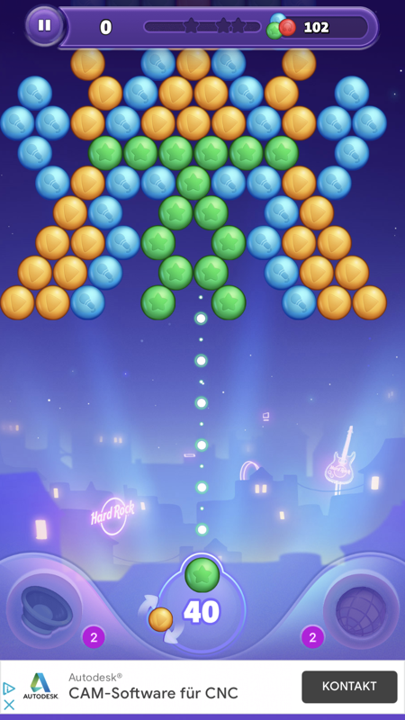 Screenshot of Hard Rock Bubble Shooter (iPhone, 2018) - MobyGames