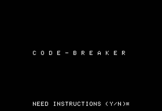 Code Breaker (1982) - MobyGames