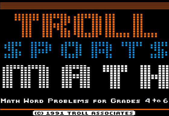 Troll Sports Math (1991) - MobyGames