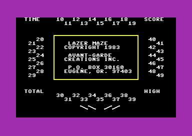 Screenshot of Lazer Maze (Commodore 64, 1982) - MobyGames